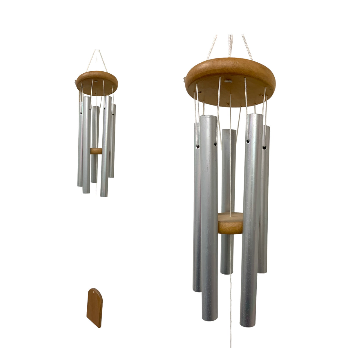 SILVER METAL AND WOOD - 15 INCH - MEDIUM WIND CHIME – HermitCrabShells.ca